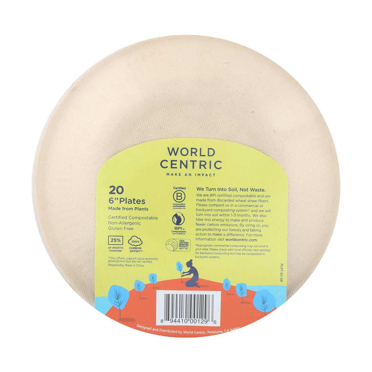 World Centric Compostable 6-in. Plates, 20 Count