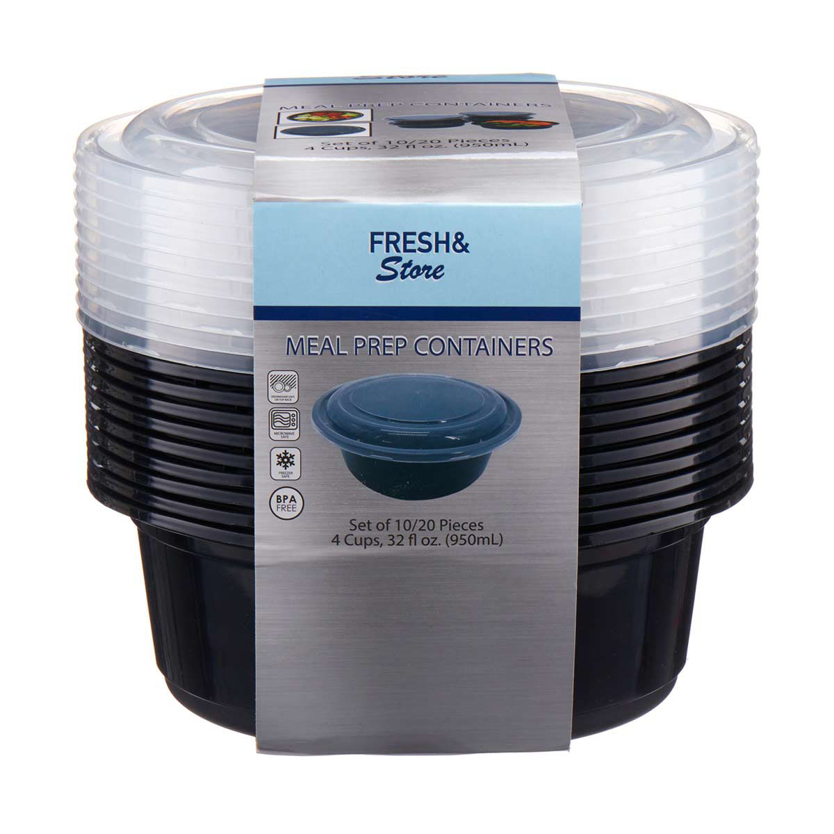 Round Meal Prep Containers, 10 Pack