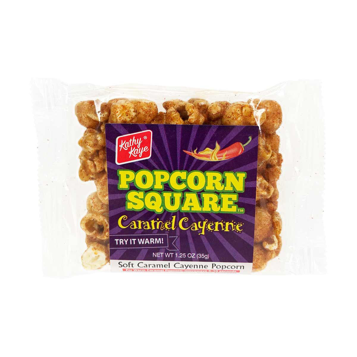Kathy Kaye Caramel Cayenne Popcorn Square
