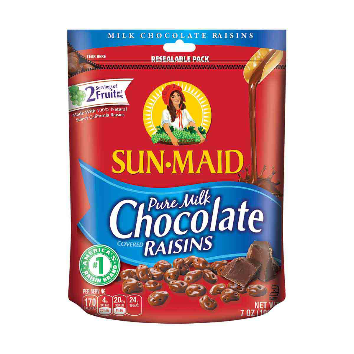 Sun-Maid Pure Milk Chocolate Covered Raisins, 7 oz.