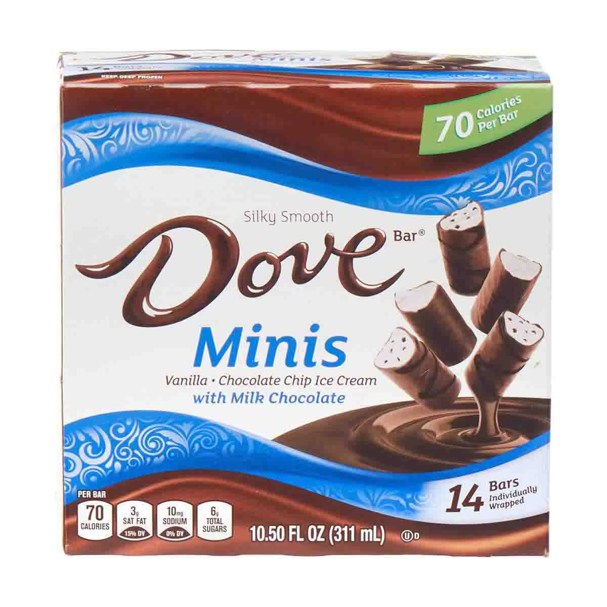 Dove Minis Vanilla & Chocolate Chip Ice Cream Bars Variety Mix, 10.50 ...