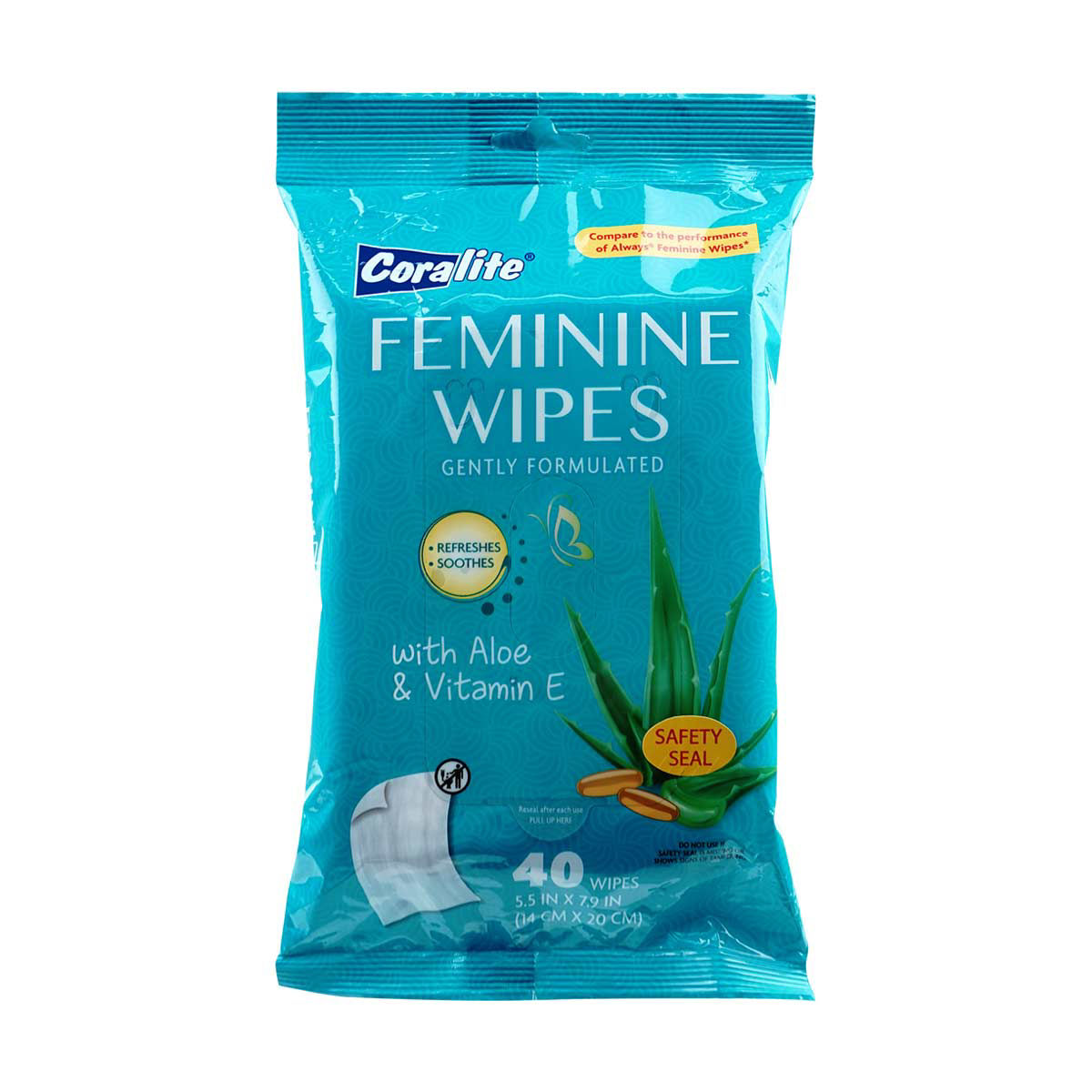 Coralite Feminine Wipes, 40 Count