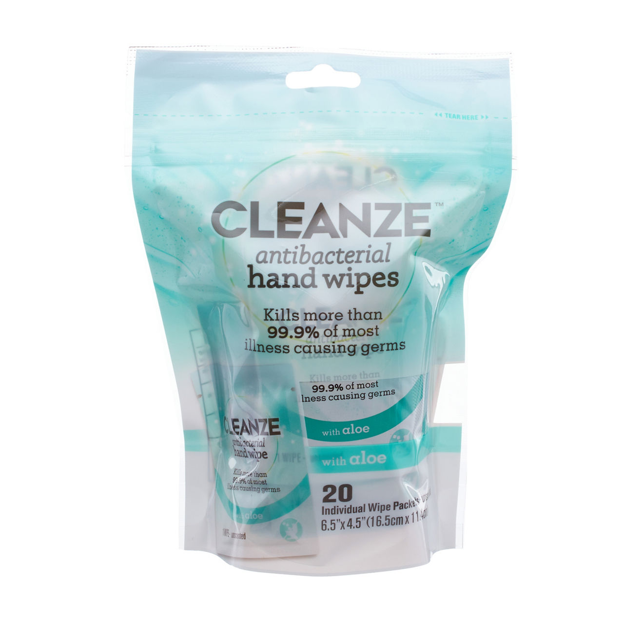 Cleanze Antibacterial Hand Wipes, 20 Count