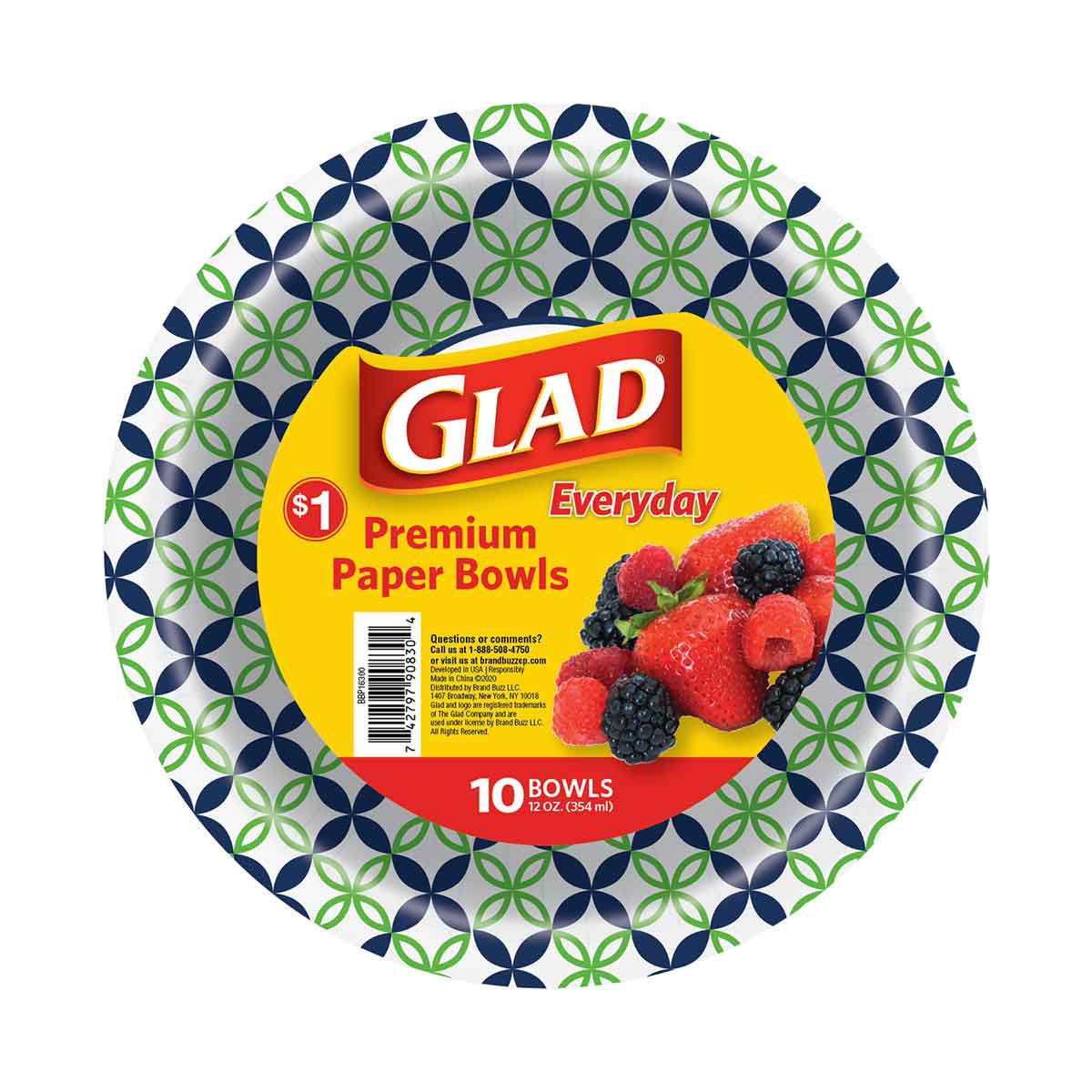 Glad Heavy Duty Disposable Paper Snack Bowls, 10 Count