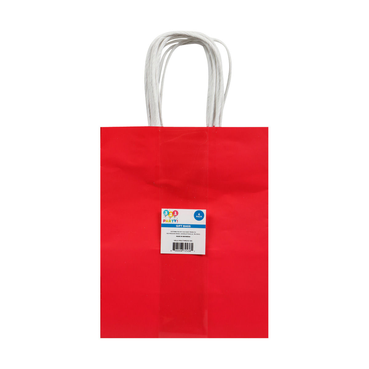321 Party! Medium Red Shoppers, 6 Count