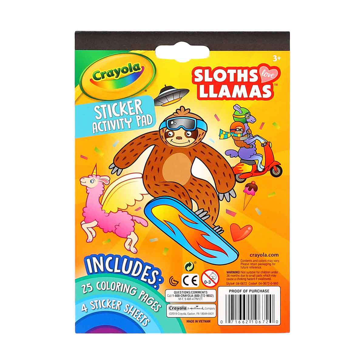 Crayola Sloths Love Llamas Sticker & Activity Pad, 25 Coloring Pages