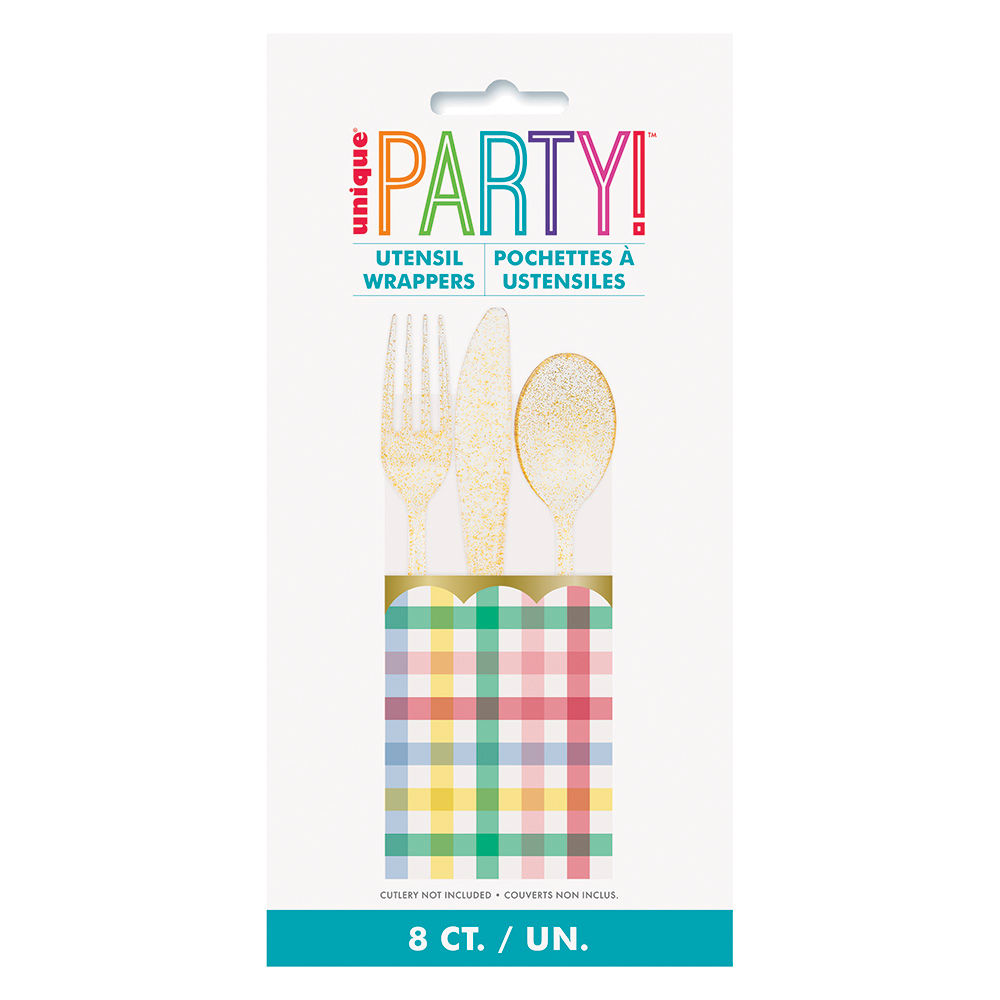 Spring Gingham Silverware Wraps, 8ct