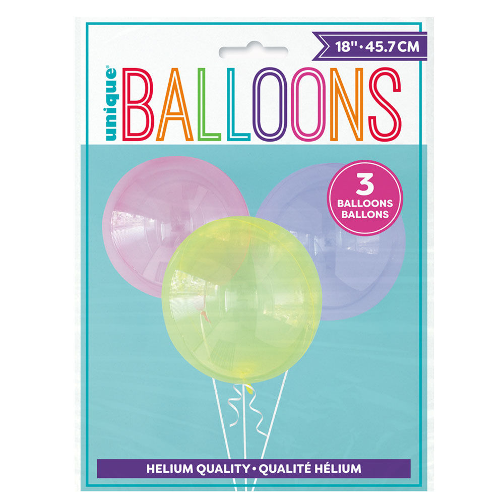 18" Pastel Plastic Jelly Balloons, Assorted, 3 Count