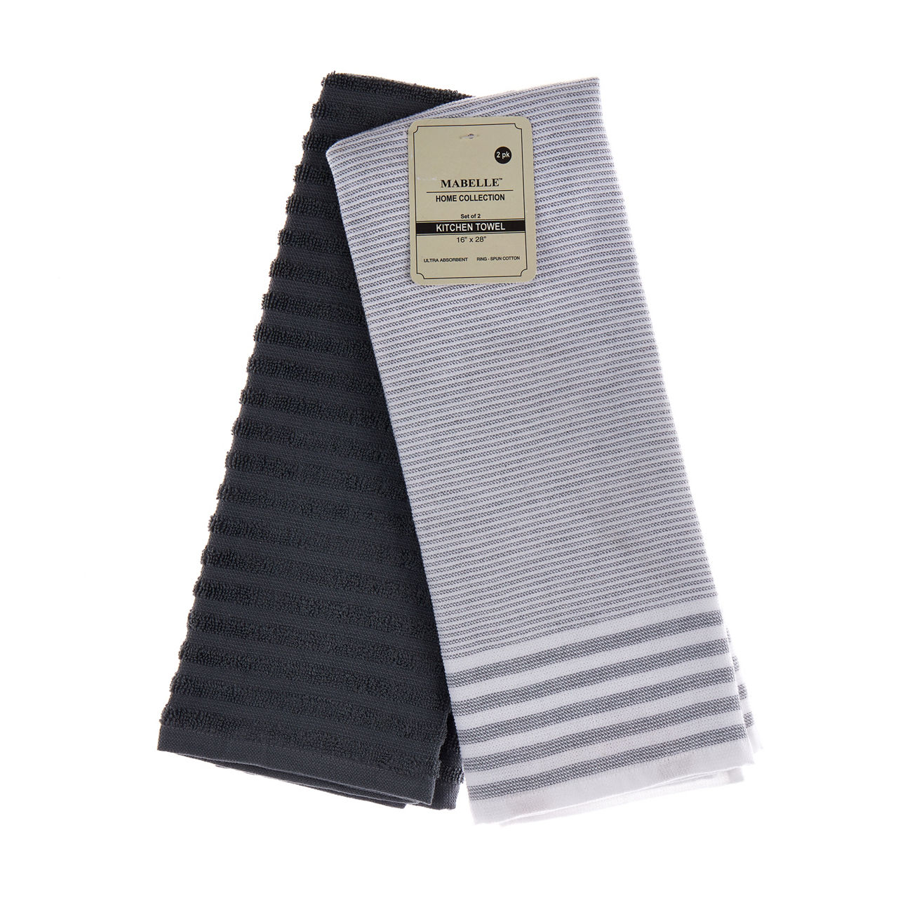 Mabelle Gray Kitchen Towels, Set of 2