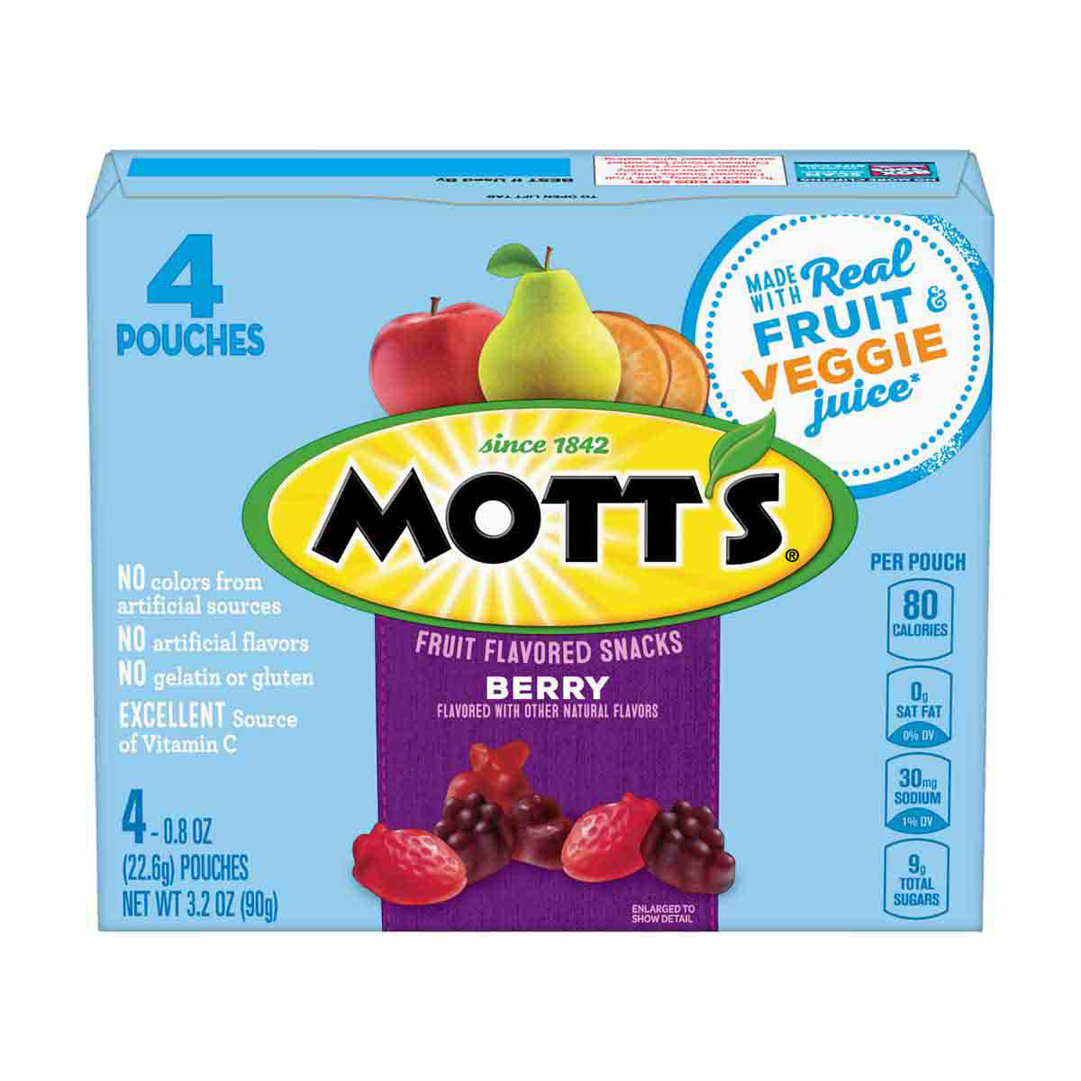 Mott's Berry Fruit Flavored Snacks, 4 Pouches