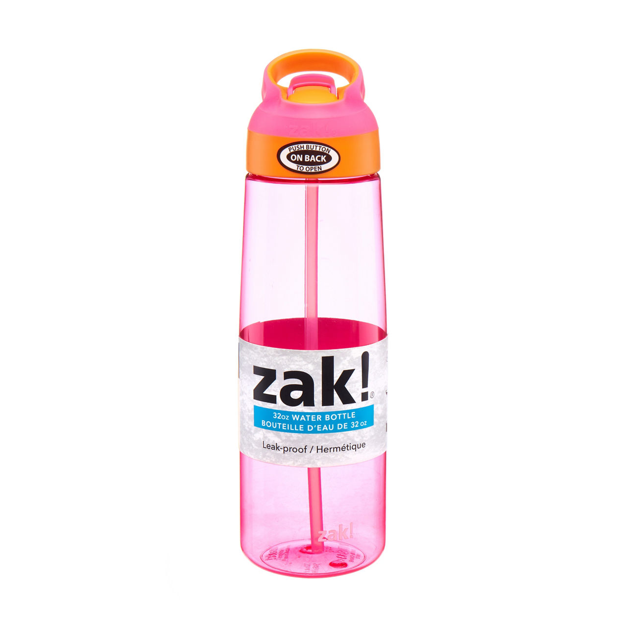 Zak Reusable Plastic Water Bottle, Pink and Orange, 32 oz.