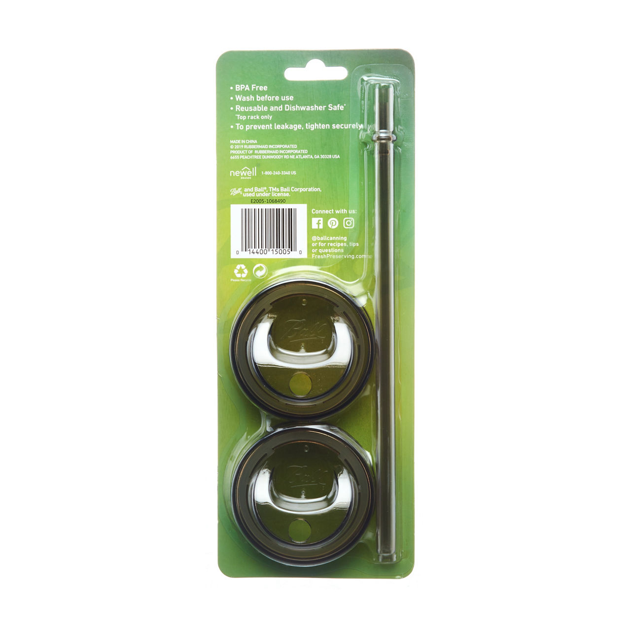 Ball Mason Jar Sip & Straw Lids, 2 Pack