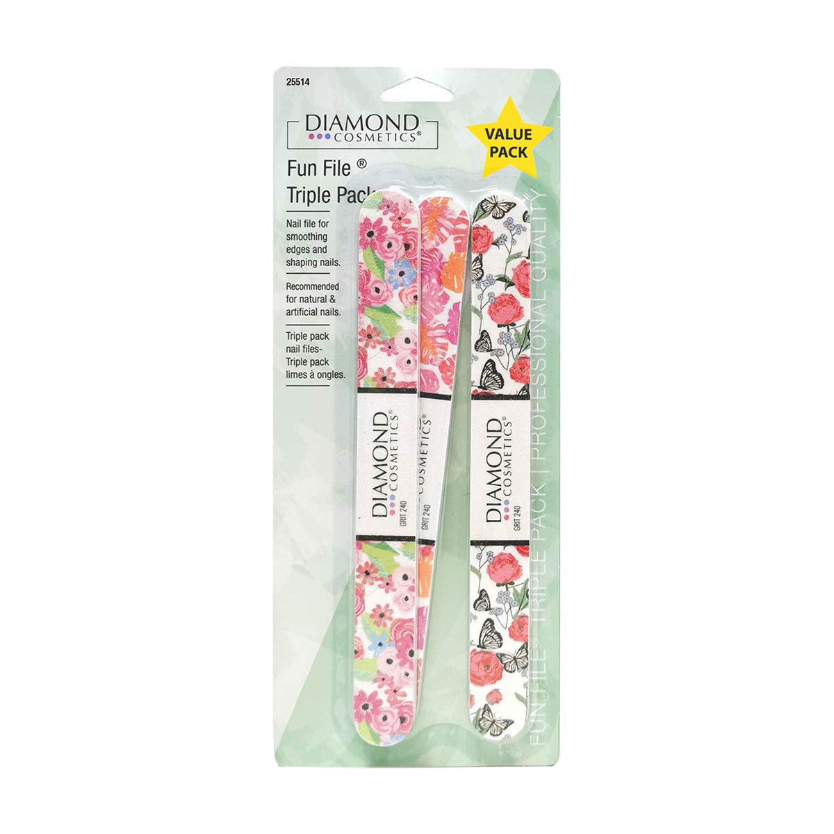 Diamond Cosmetics Fun Nail File Set, Pack of 3