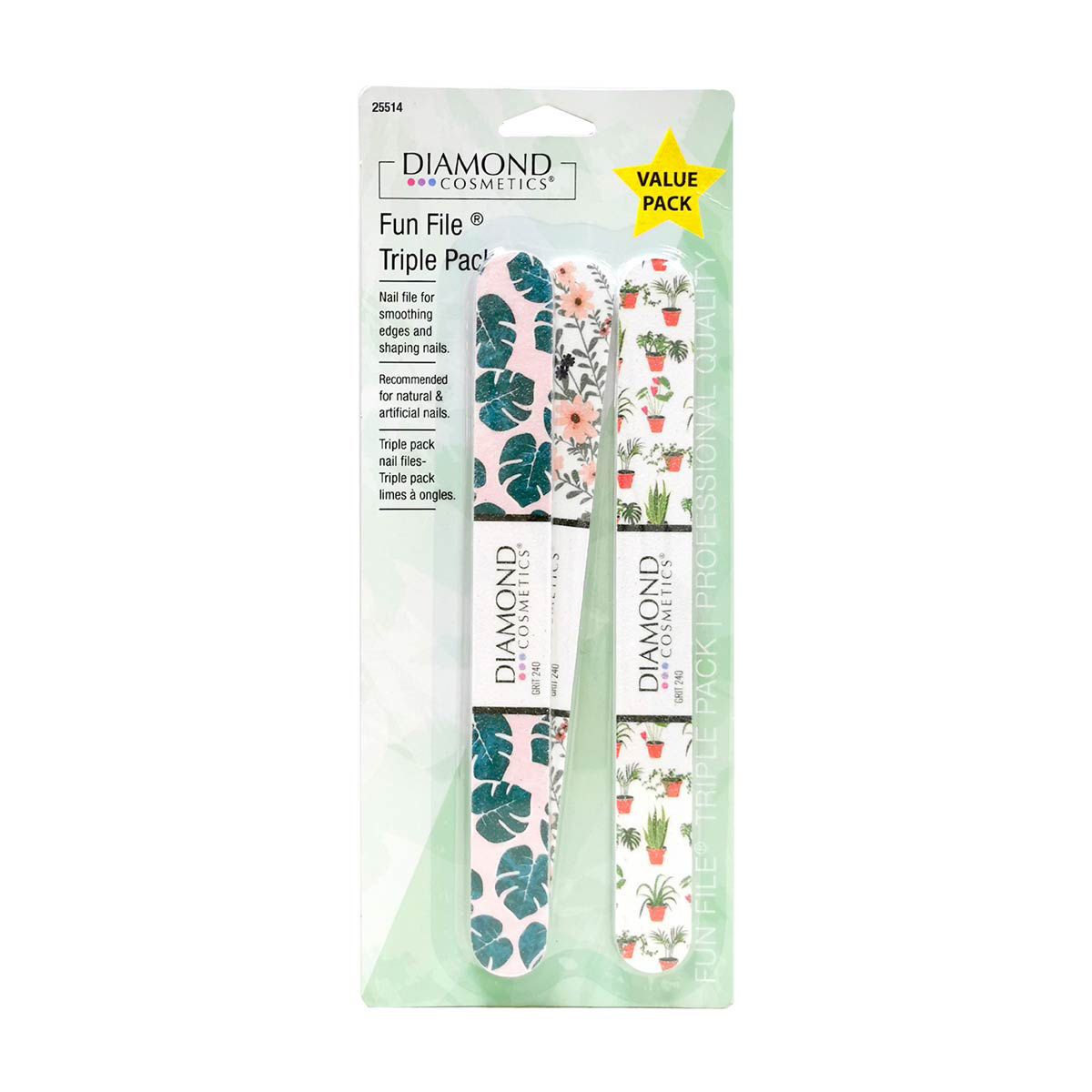 Diamond Cosmetics Fun Nail File Set, Pack of 3