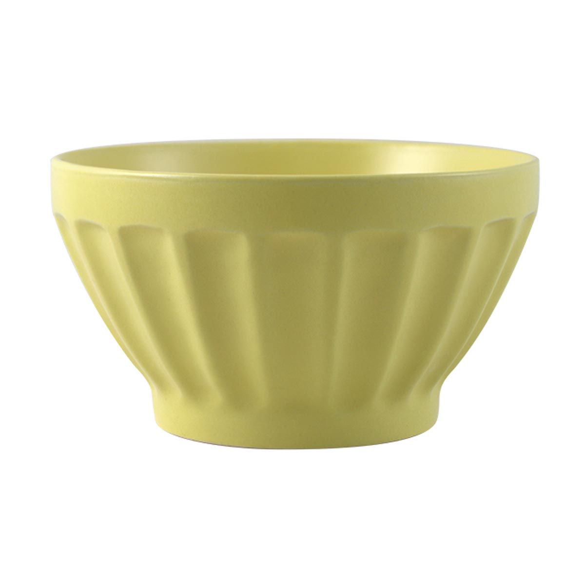 Paneled Pastel Yellow Ceramic Bowl, 5.5 in.