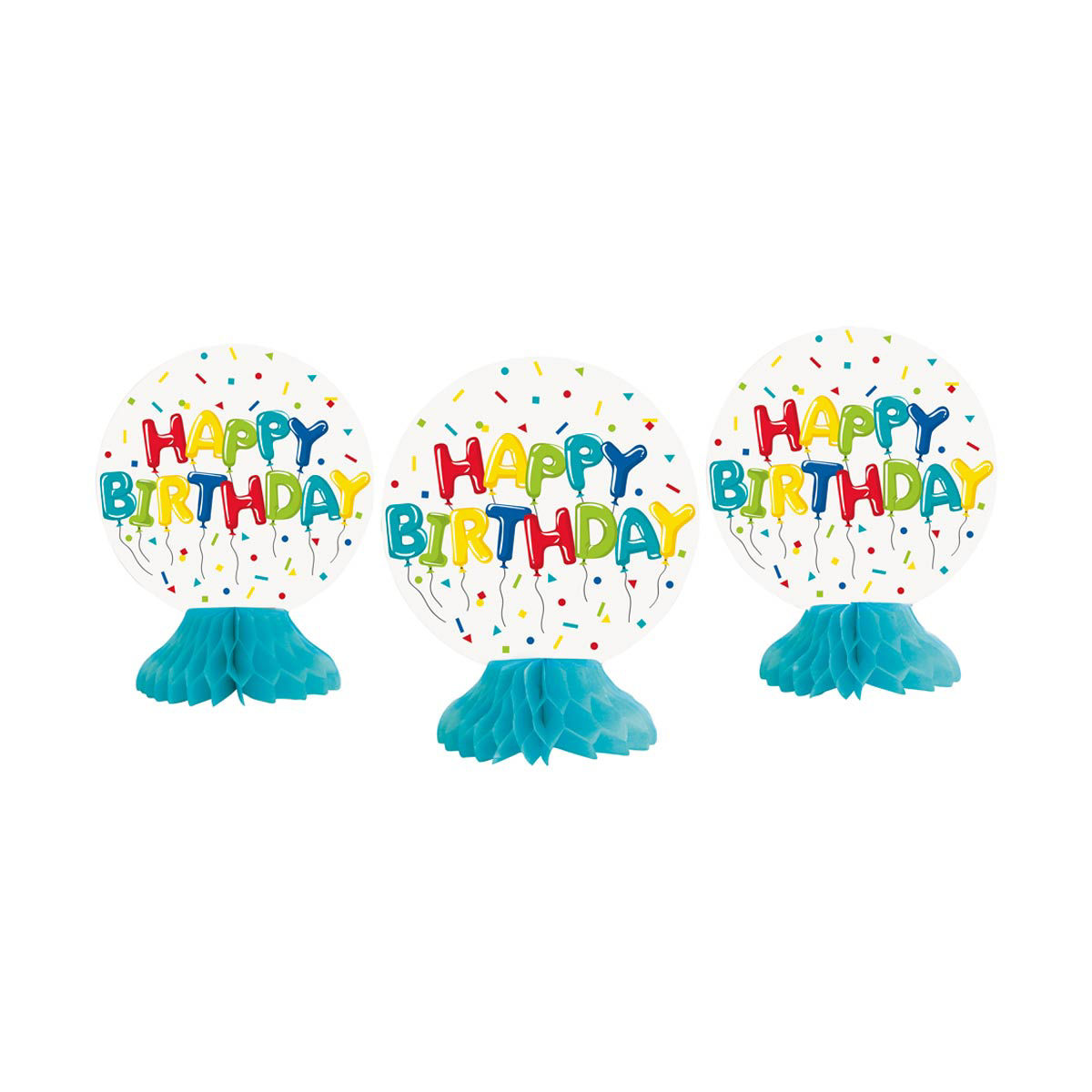 321 Party! Mini Colorful Balloon Birthday Centerpiece Decorations, 3 Count