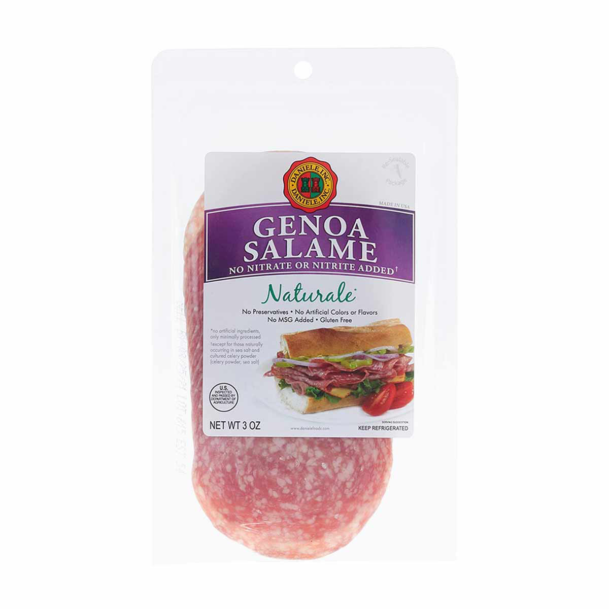 Daniele Genoa Salami Sliced, 3 oz.