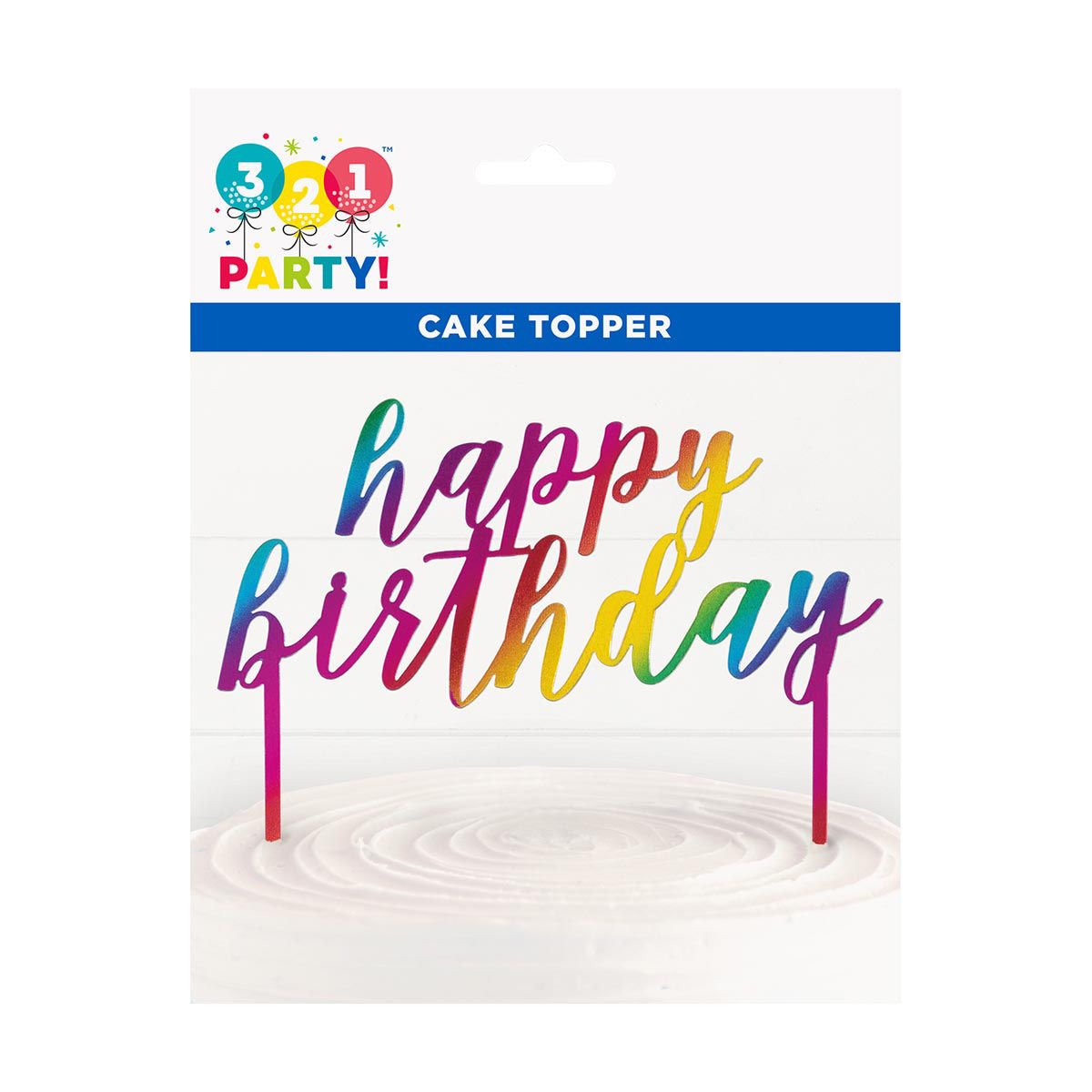 321 Party! Rainbow Happy Birthday Cake Topper