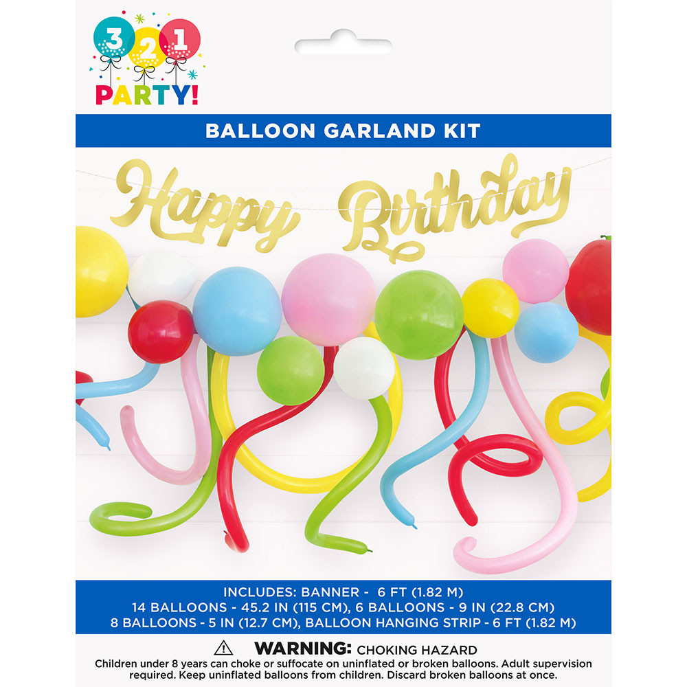 321 Party! Foil Gold Birthday Banner and Balloon Garland Kit, 6 ft.