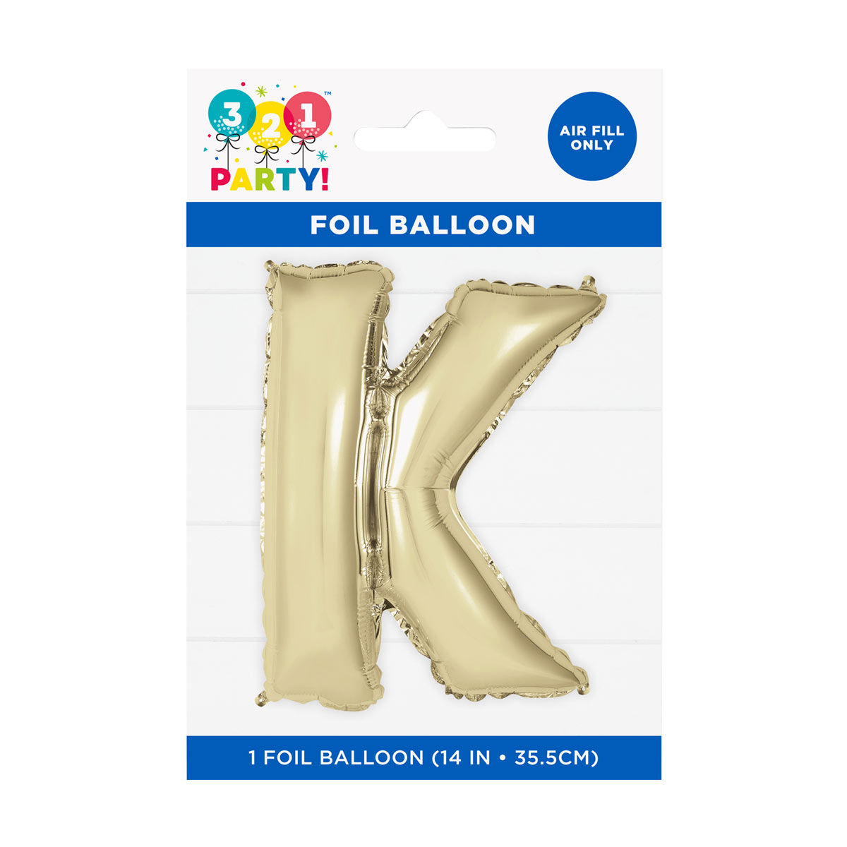 321 Party! Golden Foil Letter 'K' Balloon, 14 Inches | Hamilton Place