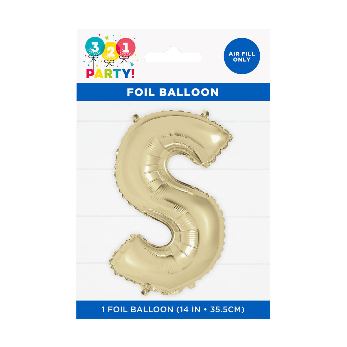 Golden Foil Letter 'S' Balloon, 14 Inches