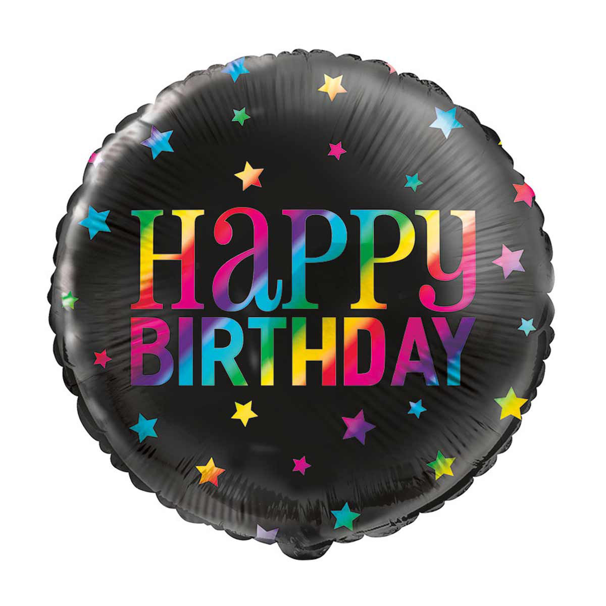 18-in. Foil Black Rainbow Happy Birthday Balloon