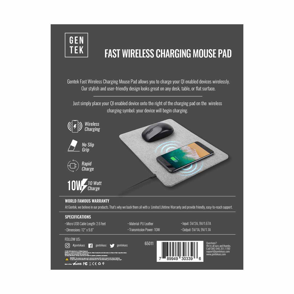 GenTek Fast Wireless Charging Mouse Pad