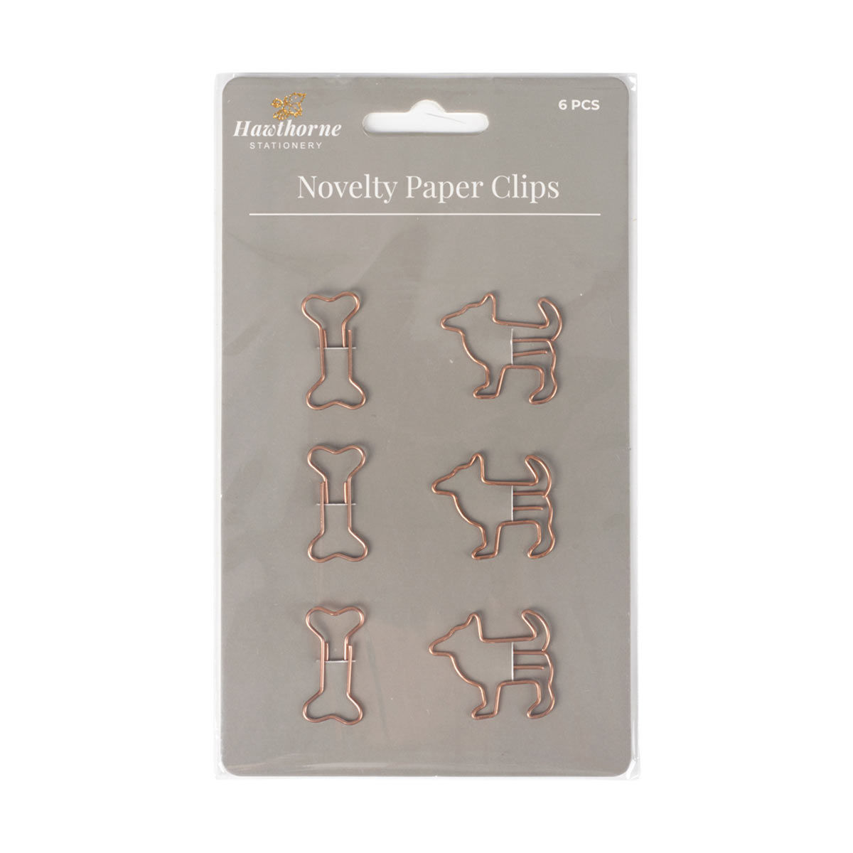 Rose Gold Dog Novelty Paper Clips, 6 Pack
