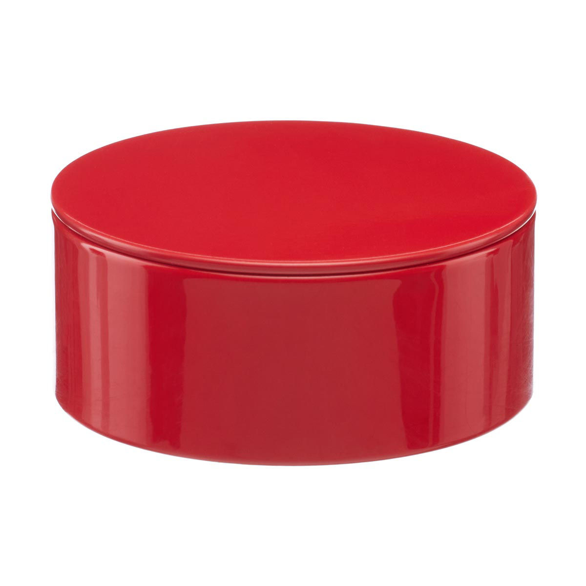 Round Red and White Mini Metal Storage Box