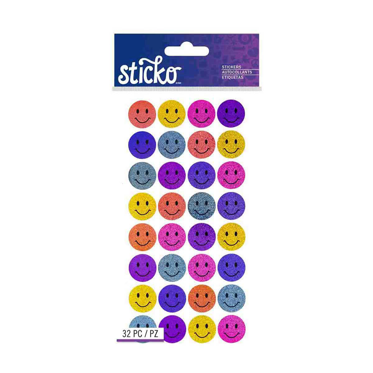 Sticko Glitter Smiley Face Stickers