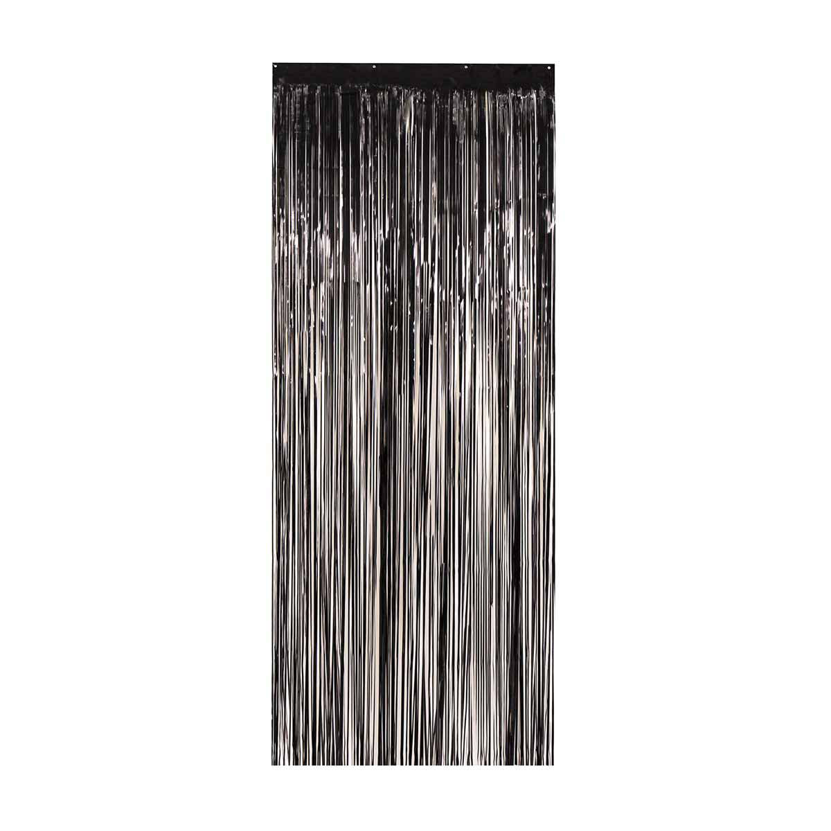 Metallic Black Foil Fringe Curtain