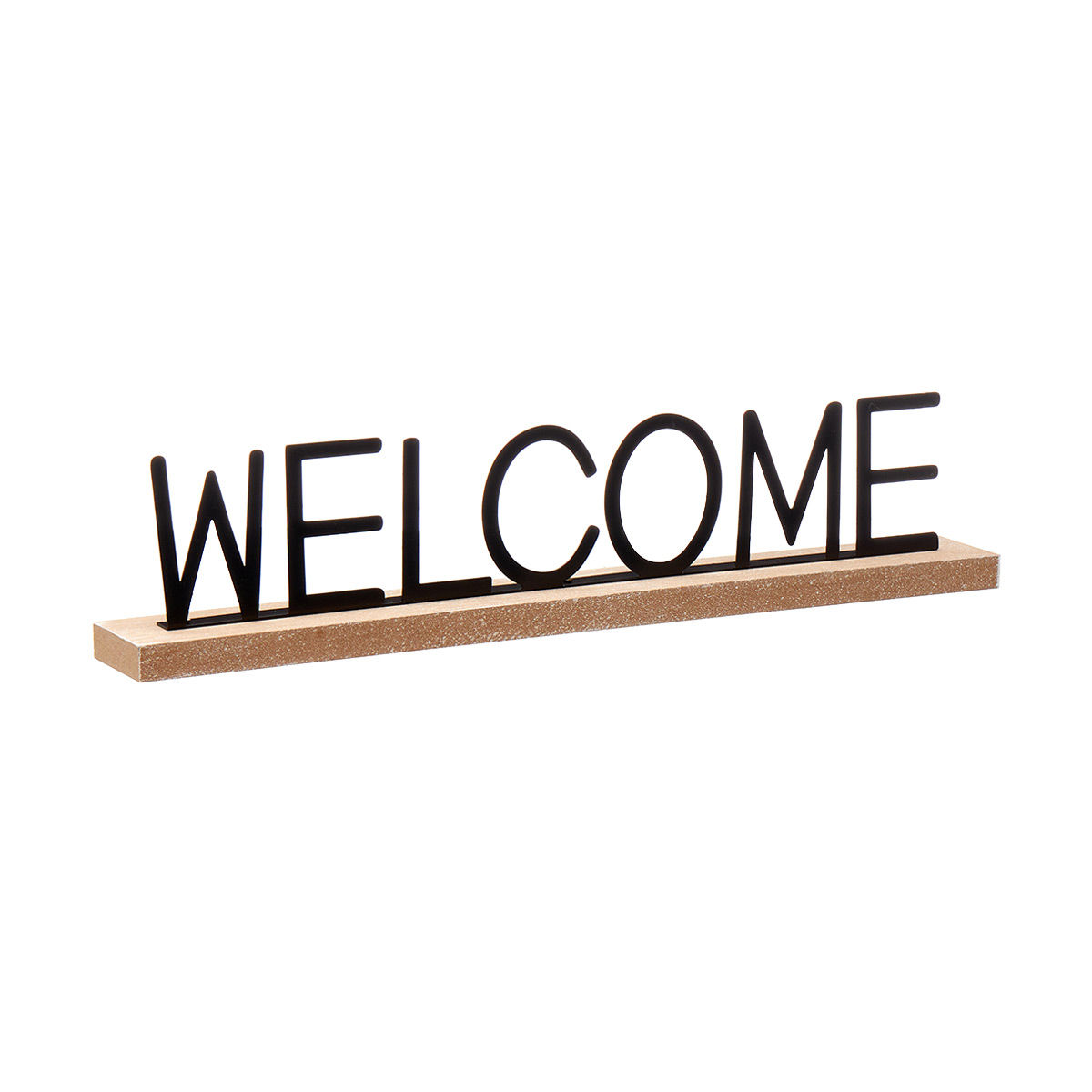 Black Metal and Wood Welcome Tabletop Sign