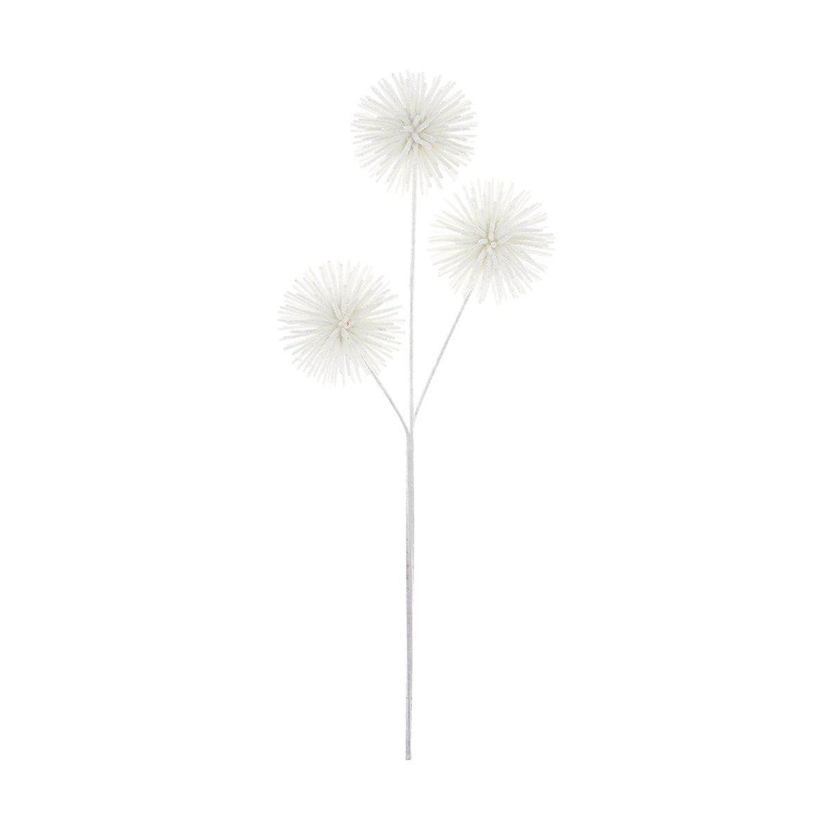 White Glitter Sphere Floral Pick