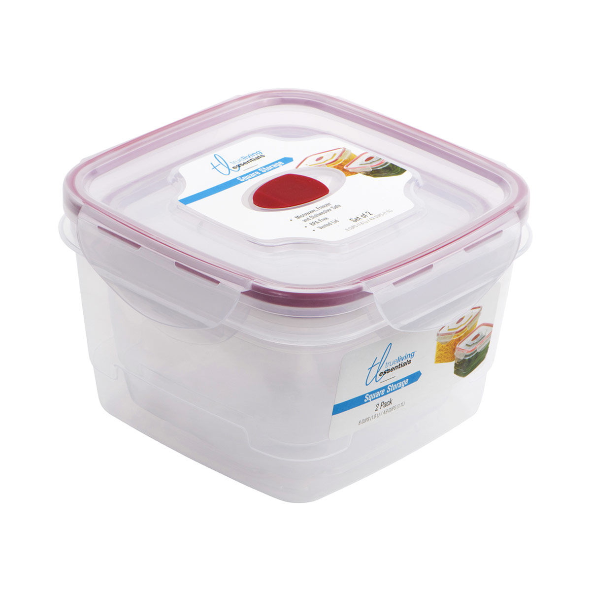 TrueLiving Snap Square Lid Container, 4 Pieces