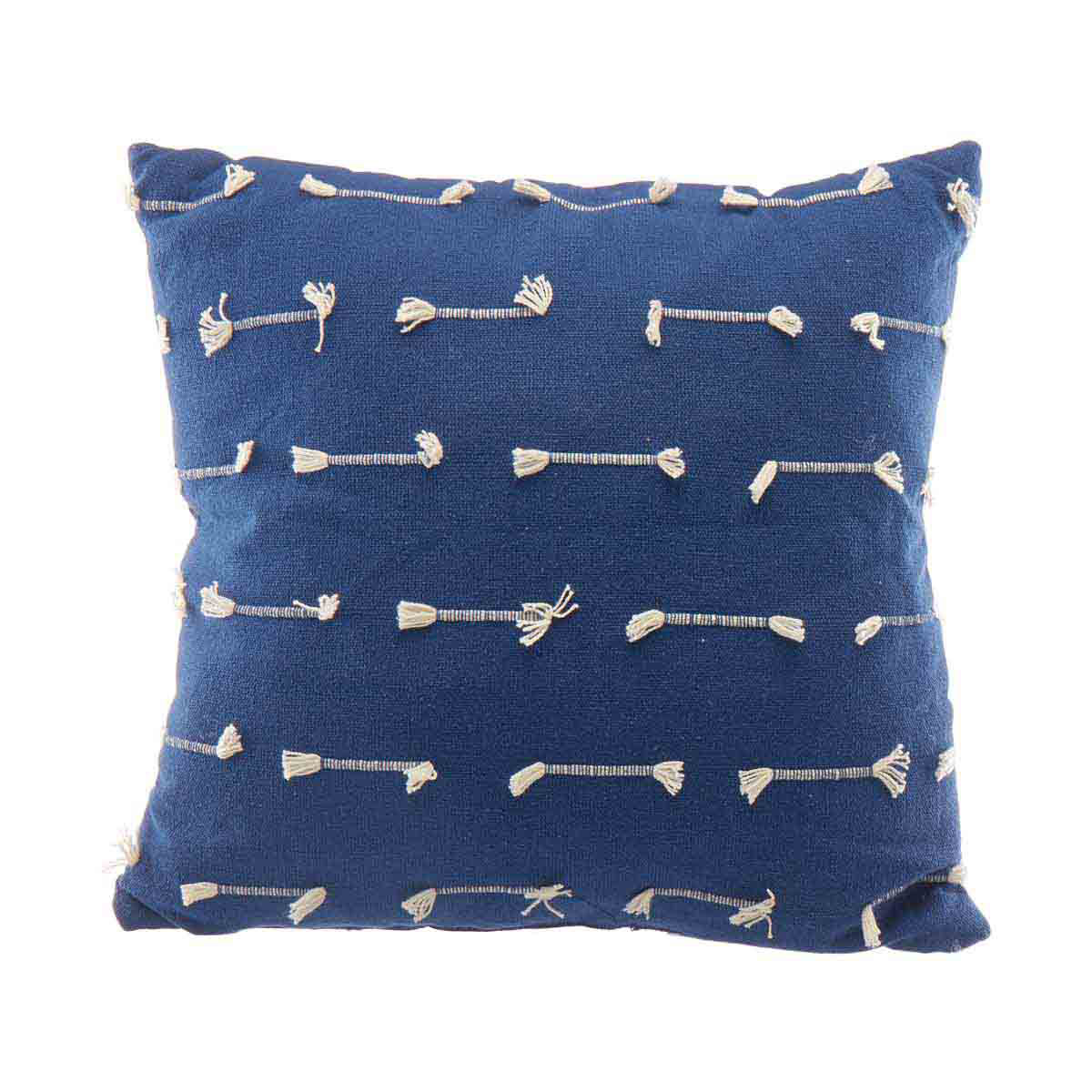 Square Deep Blue Clipped Dash Pillow