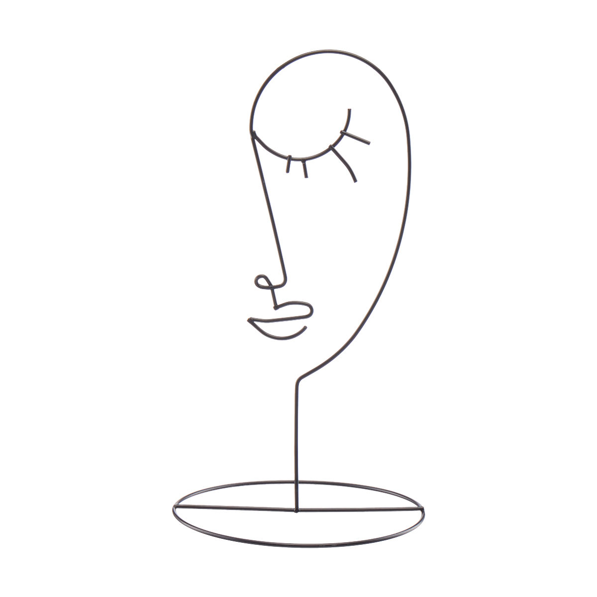 Black Wire Face Art Sculpture Decor