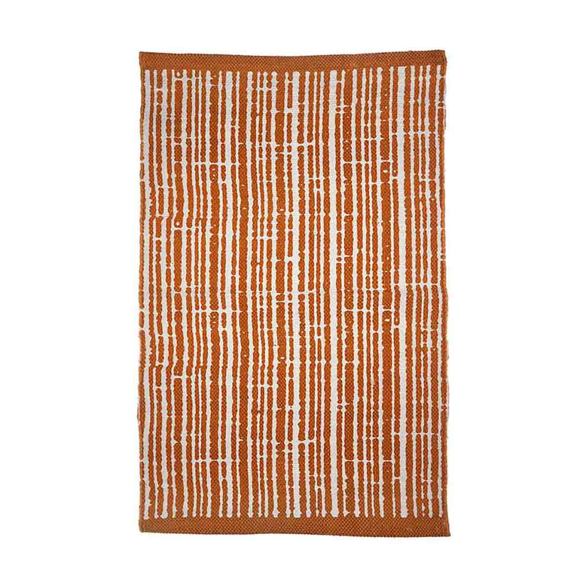Rust and Cream Rectangular Jute Stripe Accent Rug