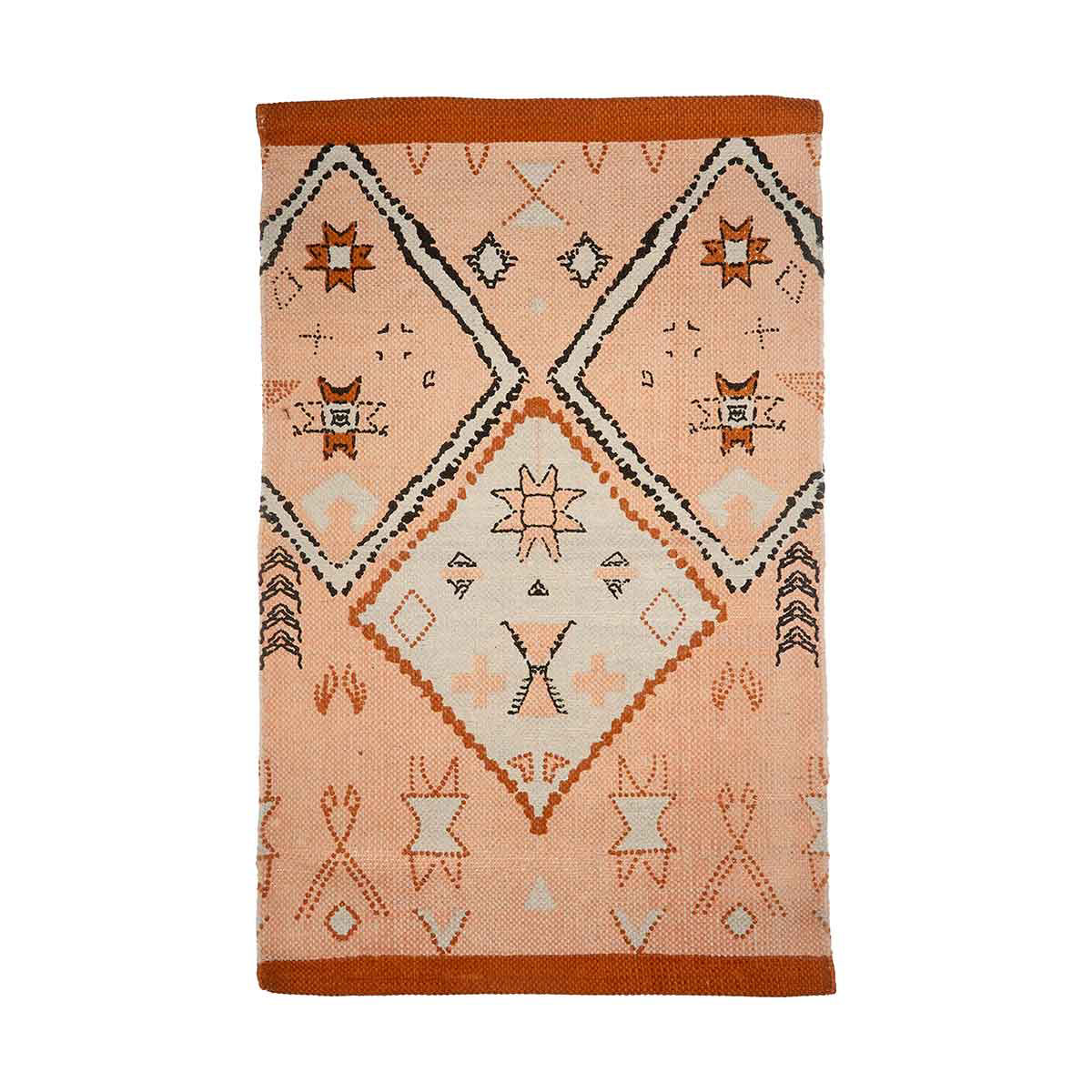 Rusty Orange Abstract Multi Patterned Rug