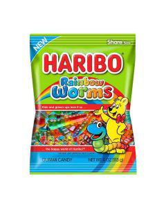 Haribo Rainbow Worms Gummi Candy, 4 oz