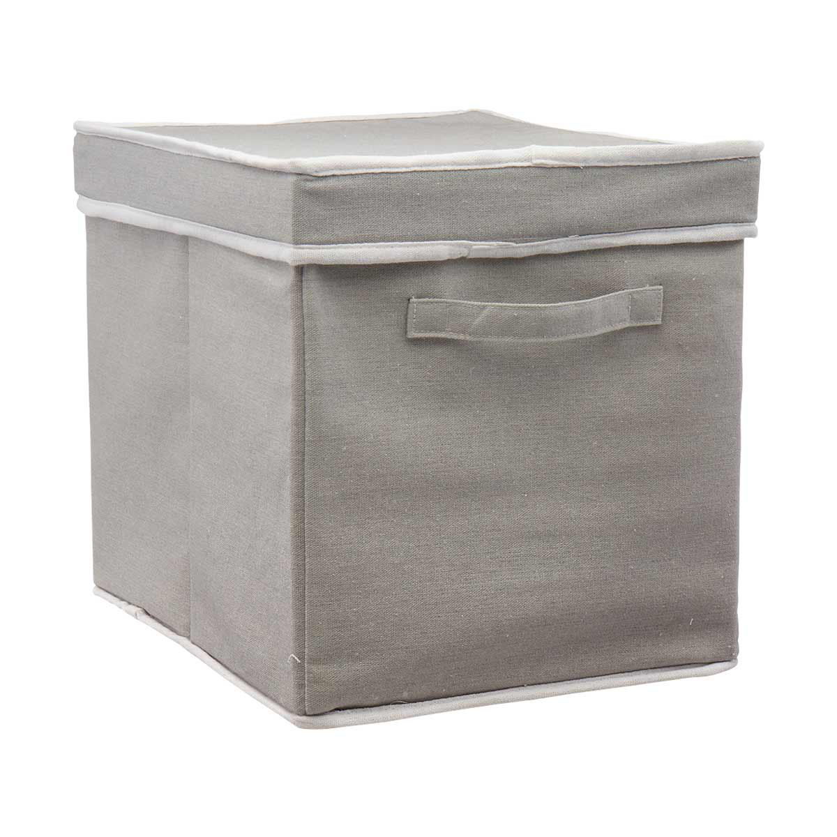 Gray Fabric Storage Container with Lid, Medium