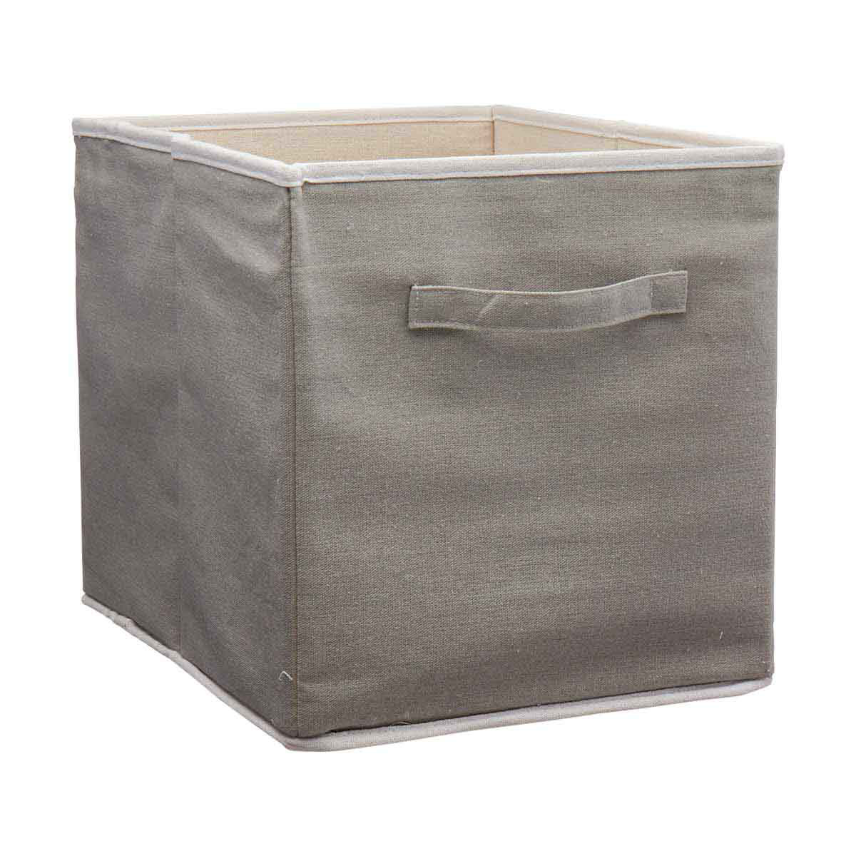 Gray Fabric Storage Container with Lid, Medium