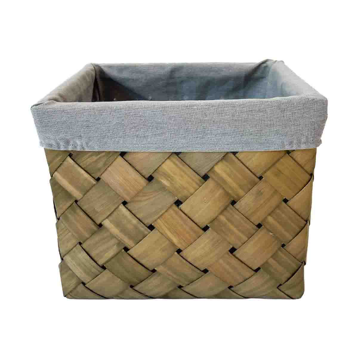 Gray Rectangular Chipwood Basket, Large