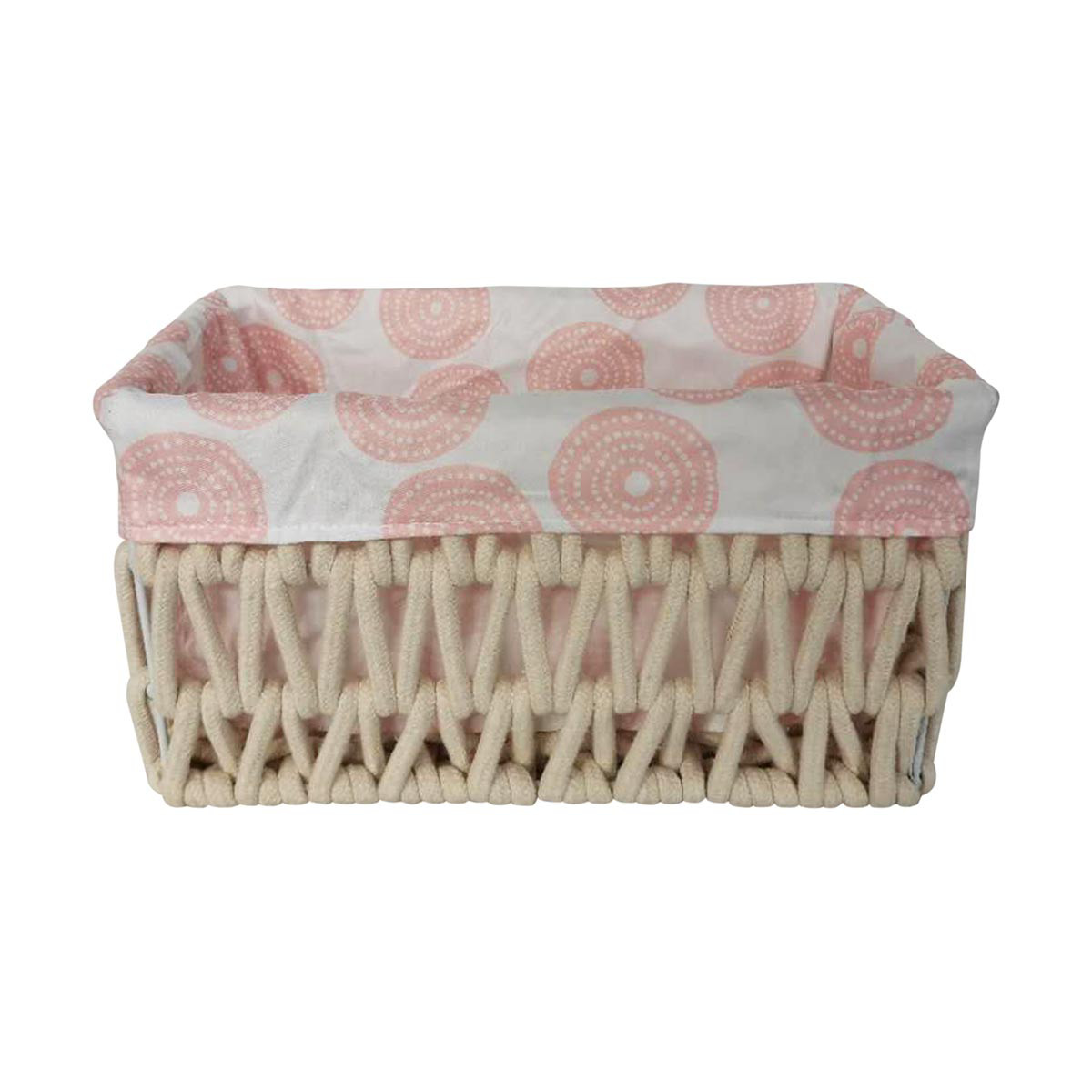 Gray Rectangular Cotton Rope Basket, Large