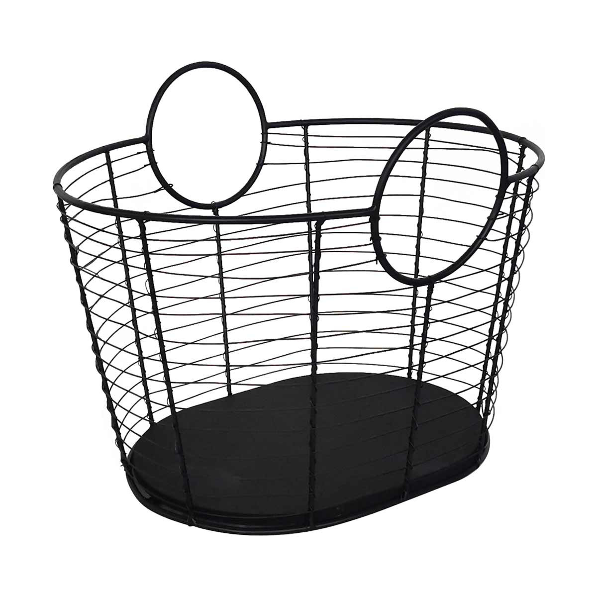 Black Oval Metal Wire Basket, Large