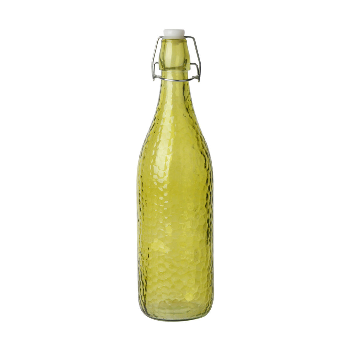 Hammered Pattern Glass Bottle, Yellow