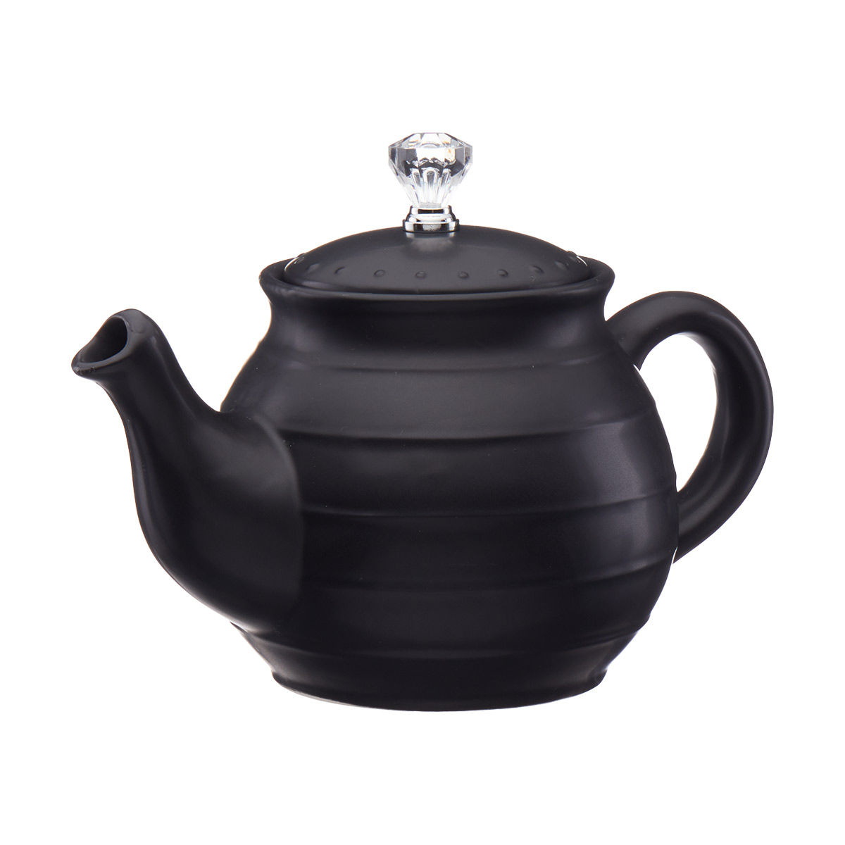 Black Matte Teapot with Crystal Knob