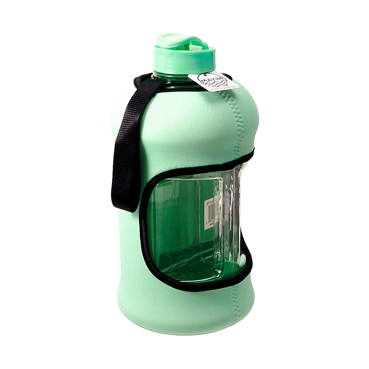 Mayim Neoprene Capsule Water Bottle with Mint Sleeve, 2.2 L