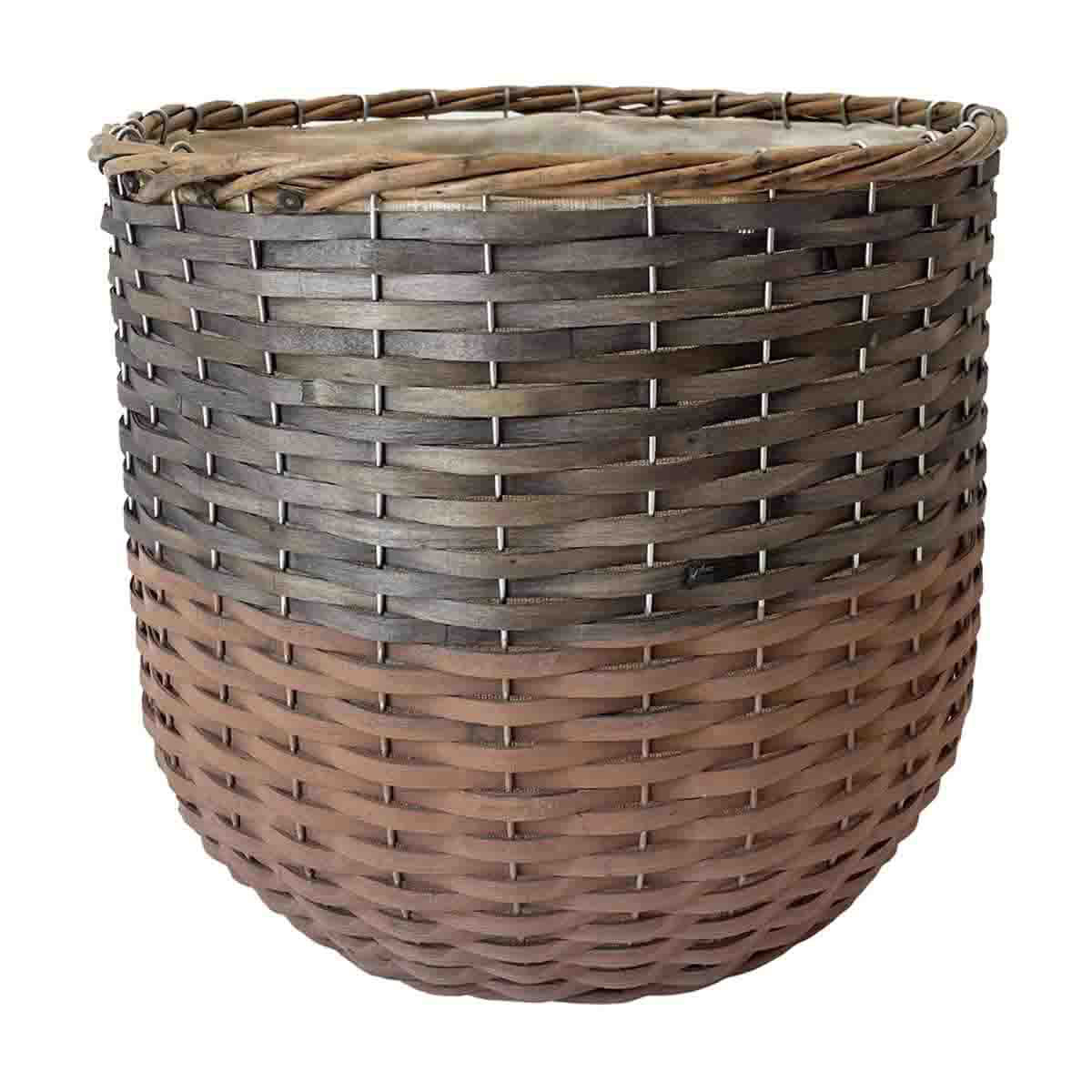 Gray Round Chipwood Basket, Large