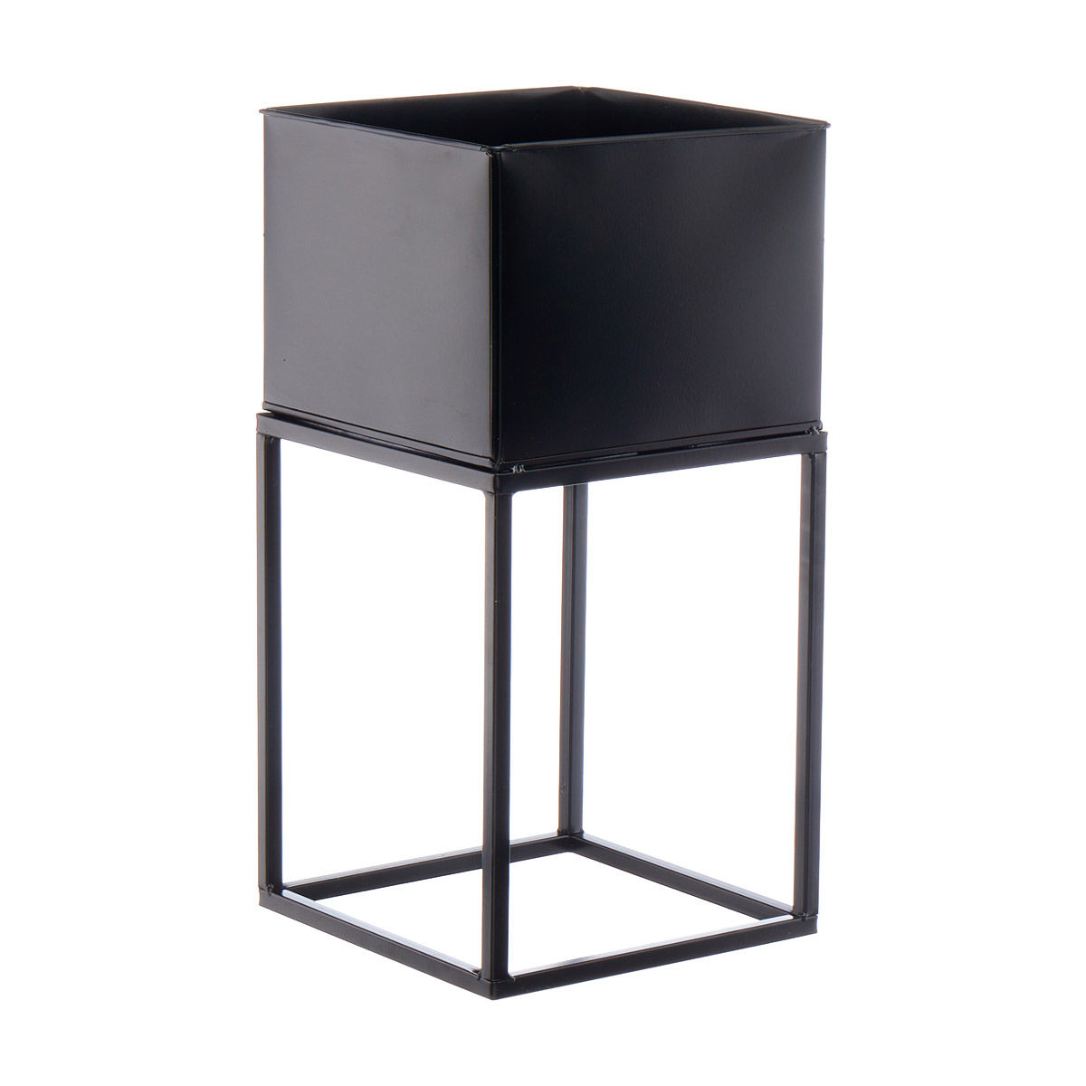 Square Metal Solid Black Plant Stand