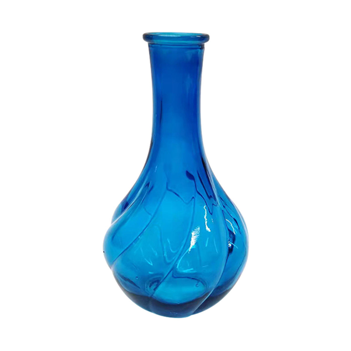 Deep Blue Textured Swirl Glass Vase